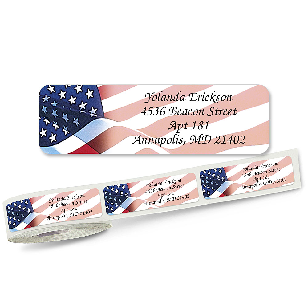 Flag Rolled Address Labels | Colorful Images