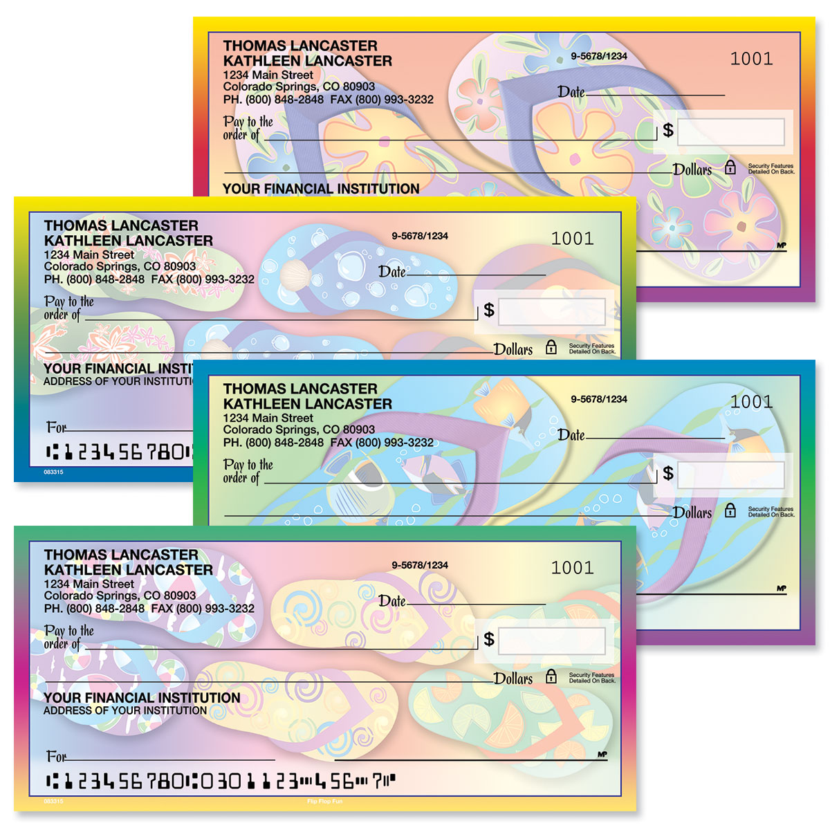 Flip-Flops Fun Personal Checks | Colorful Images