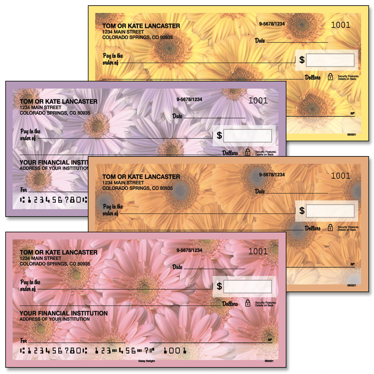 Daisy Delight Personal Checks | Colorful Images