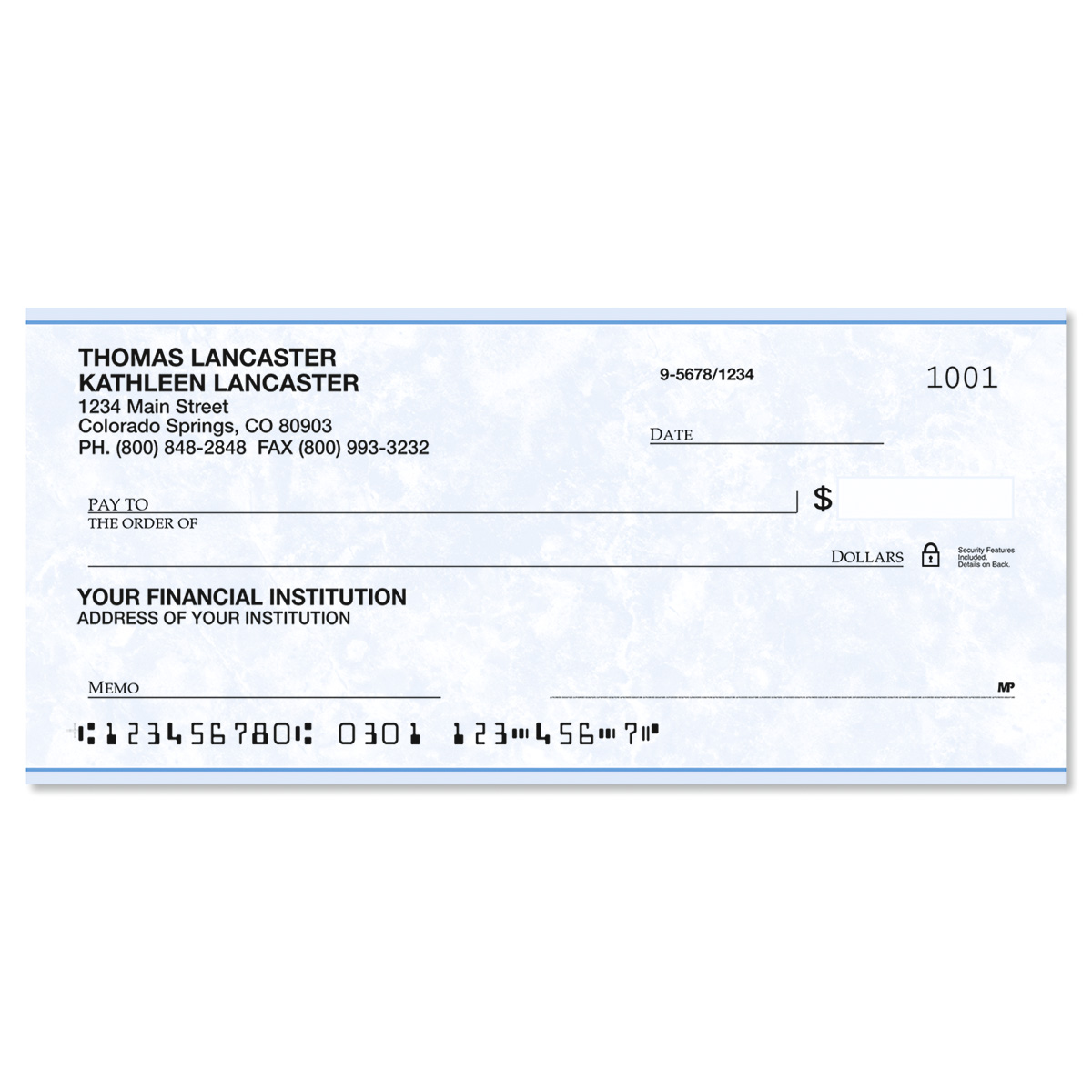 Security Blue Personal Checks | Colorful Images