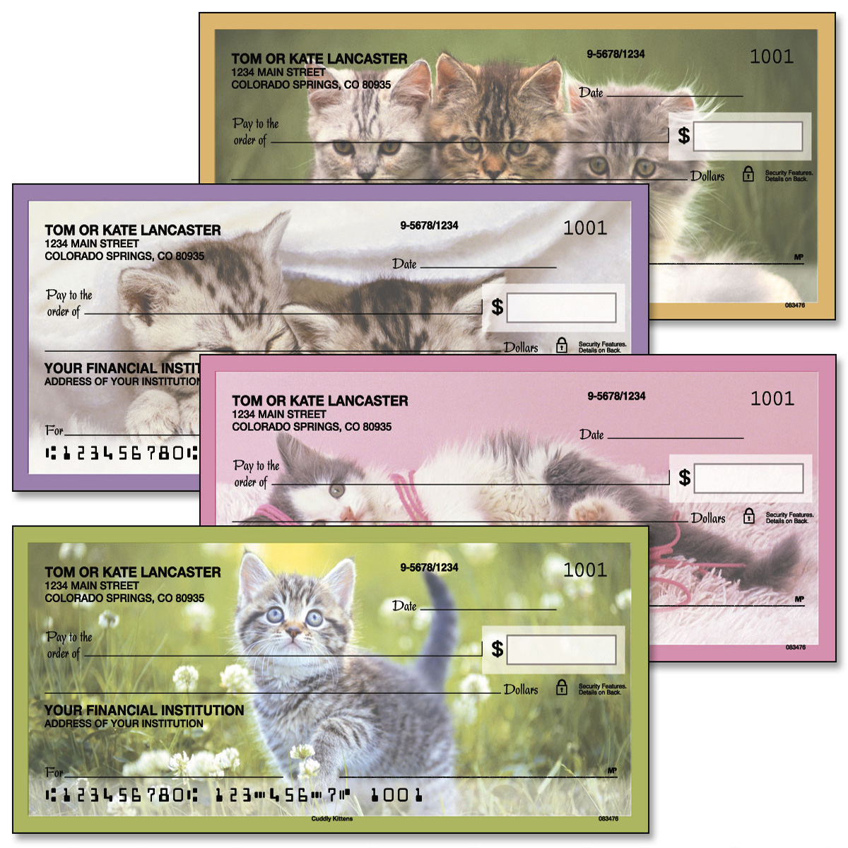 Cuddly Kittens Personal Checks | Colorful Images