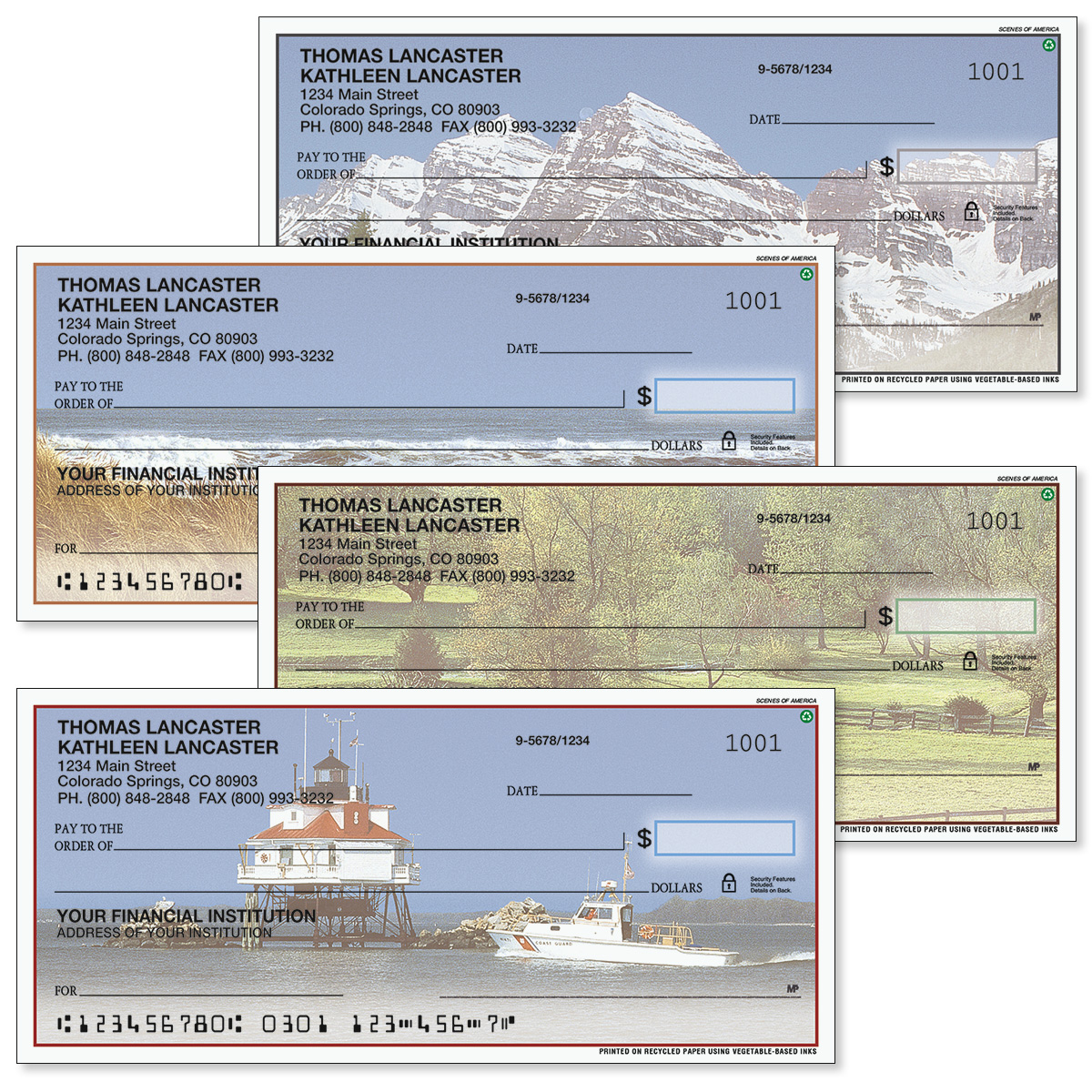 Scenes of America Personal Checks | Colorful Images