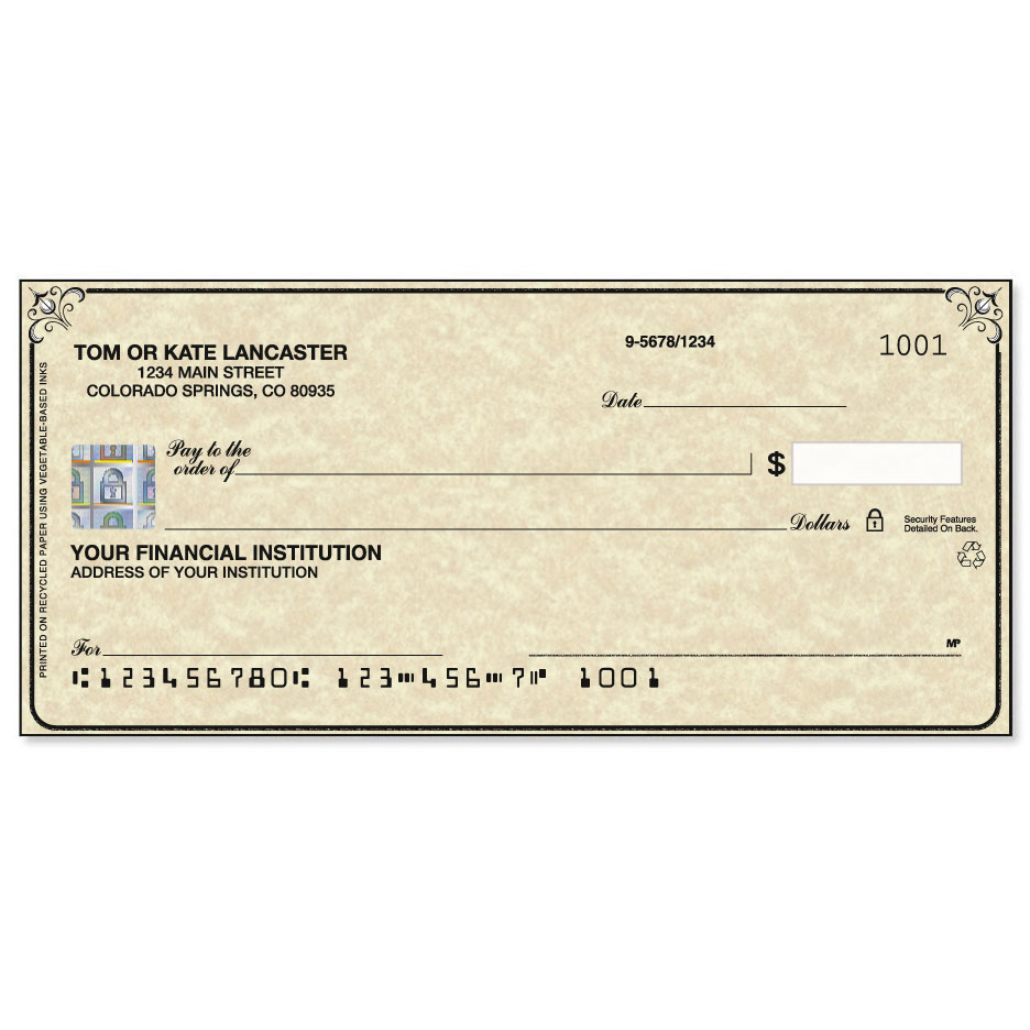 Securiguard Parchment Hologram Premium Personal Checks | Colorful Images