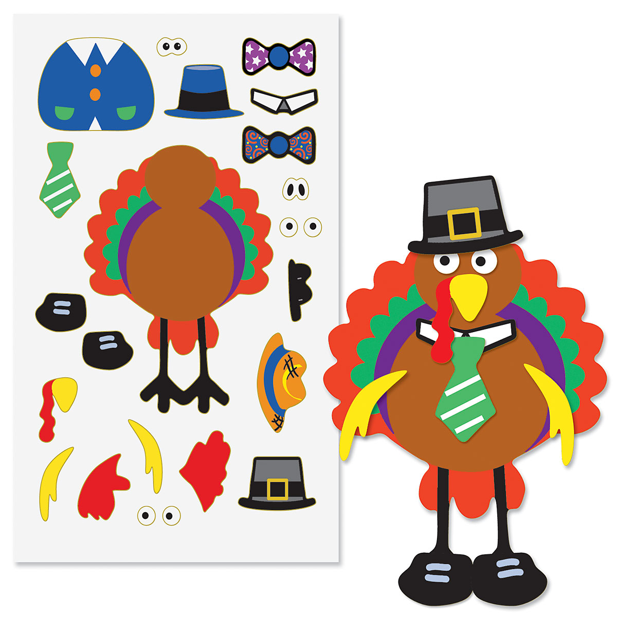 Make-A-Turkey Sticker Sheets | Colorful Images