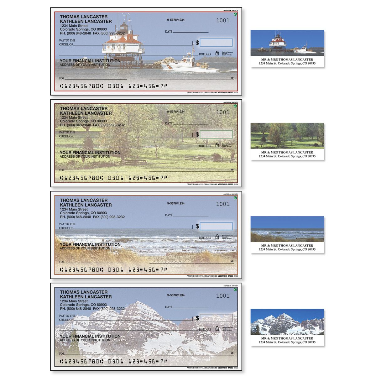 Scenes of America Personal Checks | Colorful Images