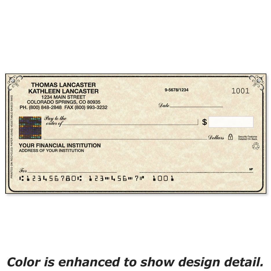 Securiguard Parchment Premium Personal Checks | Colorful Images