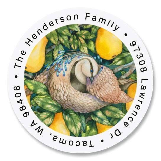 12 Days of Christmas Round Return Address Labels | Colorful Images