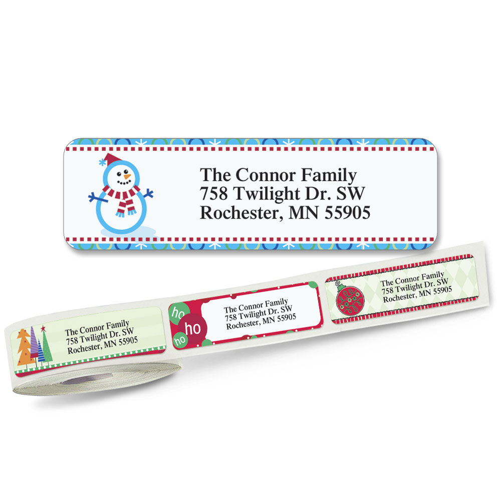 Christmas Rolled Address Labels (5 Designs) | Colorful Images
