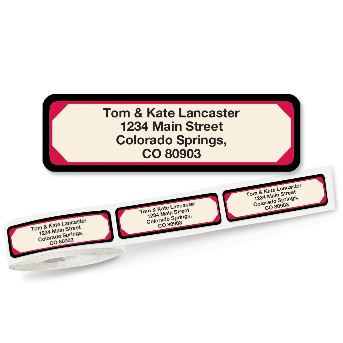 Red & Black Rolled Address Labels (5 Designs) | Colorful Images