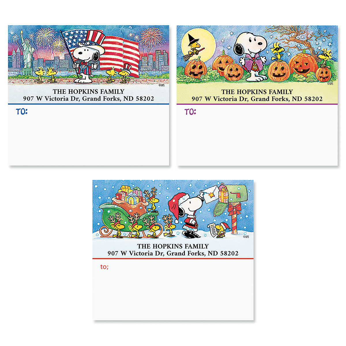SNOOPY Celebrates Package Labels | Colorful Images