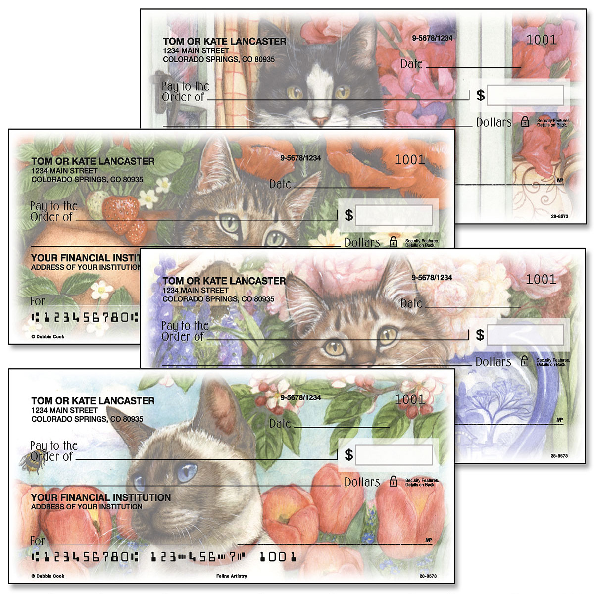 Feline Artistry Personal Checks | Colorful Images