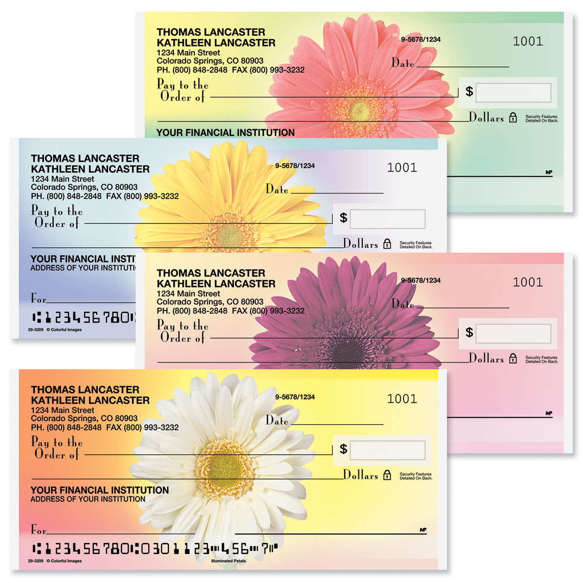 Illuminated Petals Personal Checks | Colorful Images