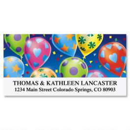 Party Balloons Deluxe Return Address Labels | Colorful Images