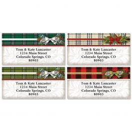 Warm Flannel Border Christmas Address Labels | Colorful Images