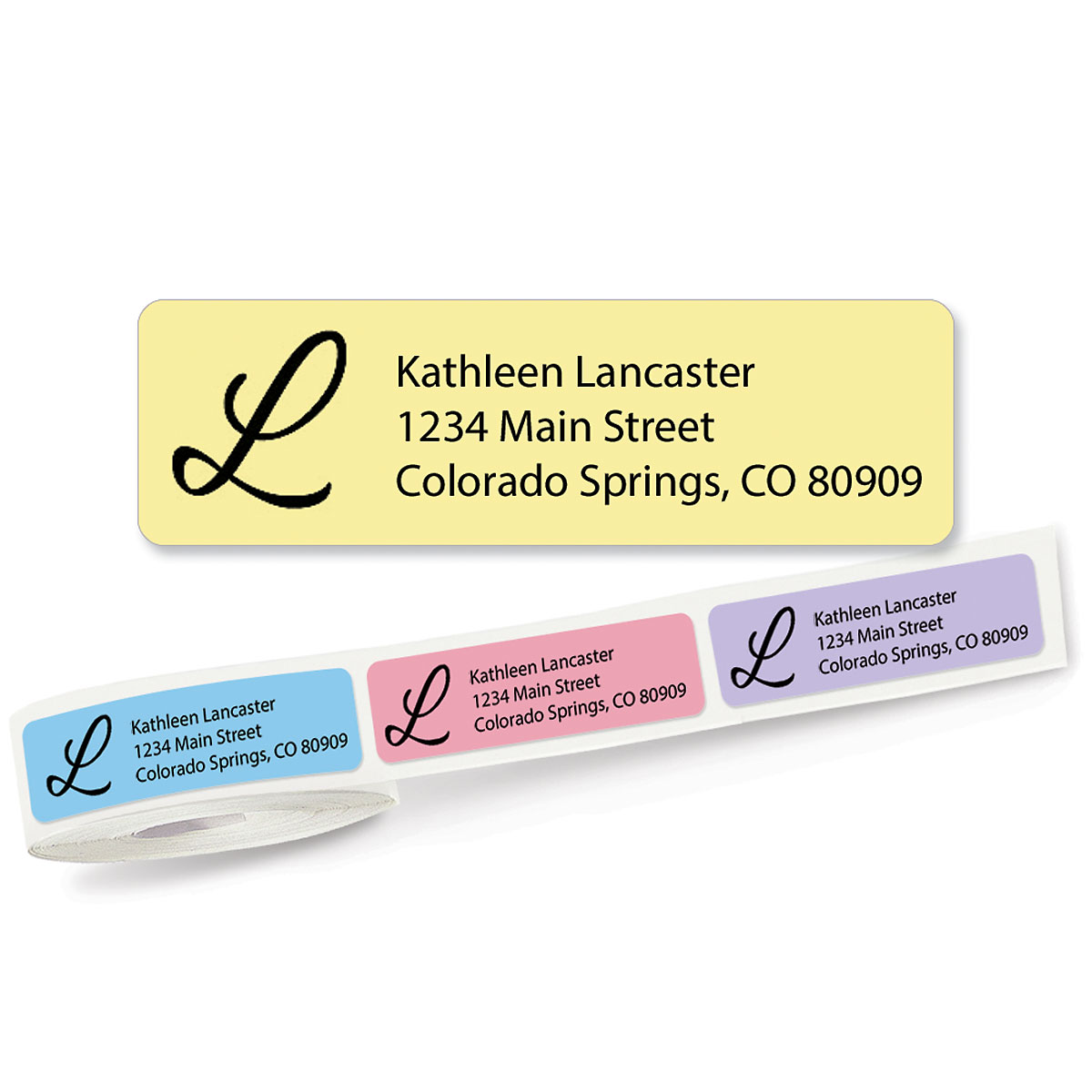 Pastel with Initial Standard Return Rolled Address Labels - Roll of 250 ...