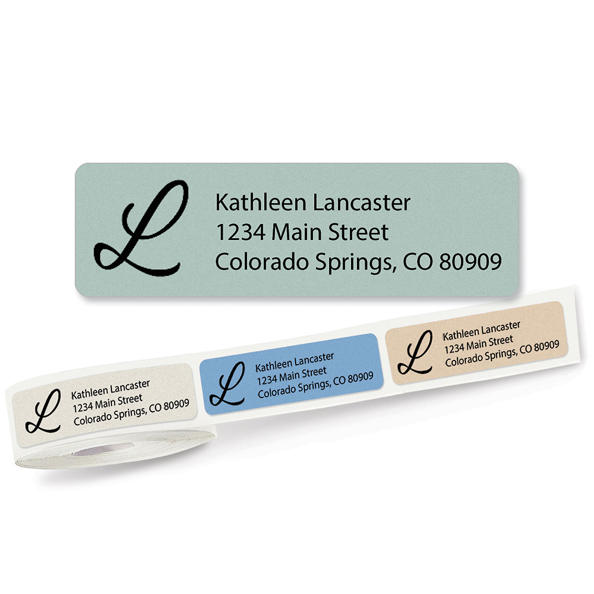 Stonewashed Initial Rolled Address Labels | Colorful Images