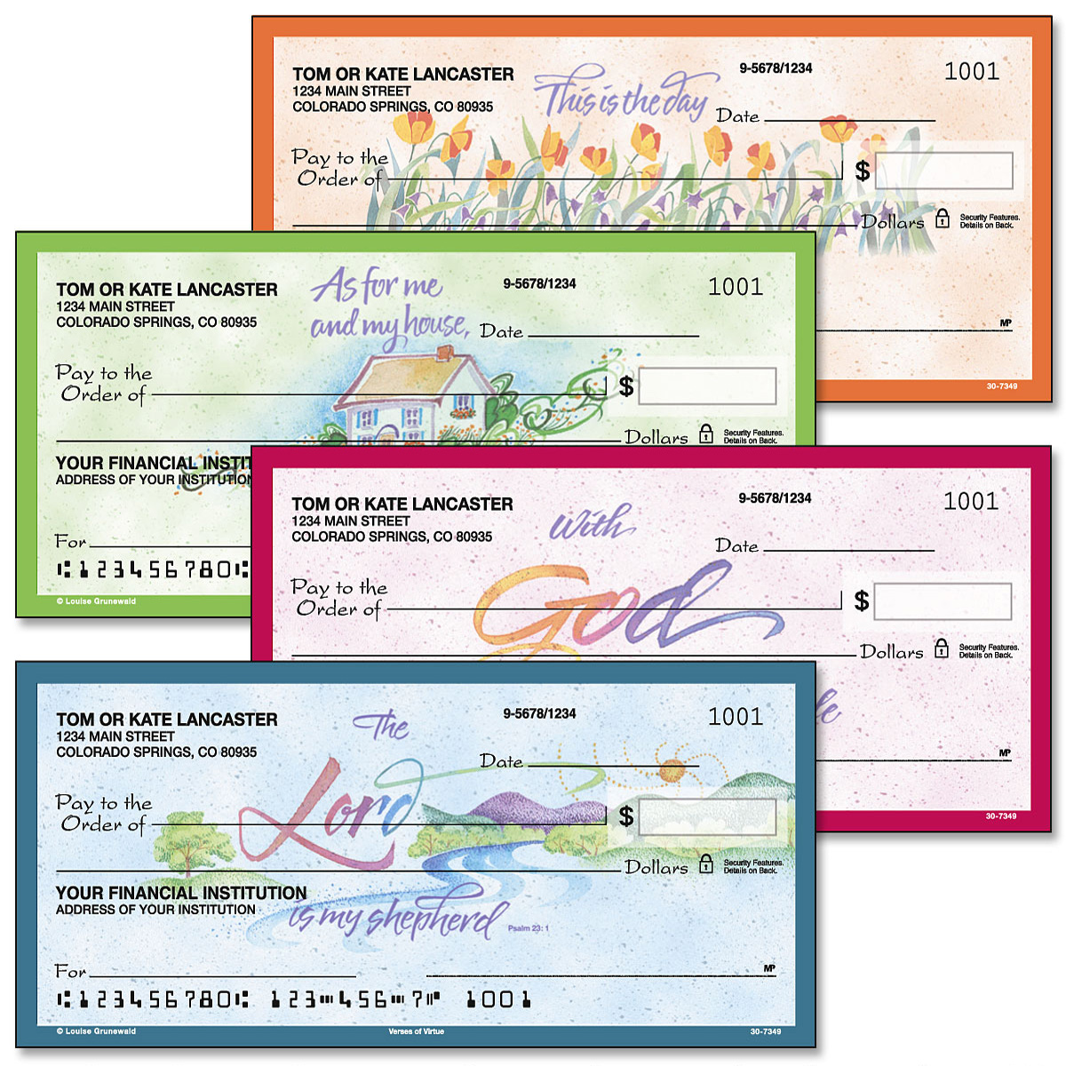 Verses of Virtue Personal Checks | Colorful Images