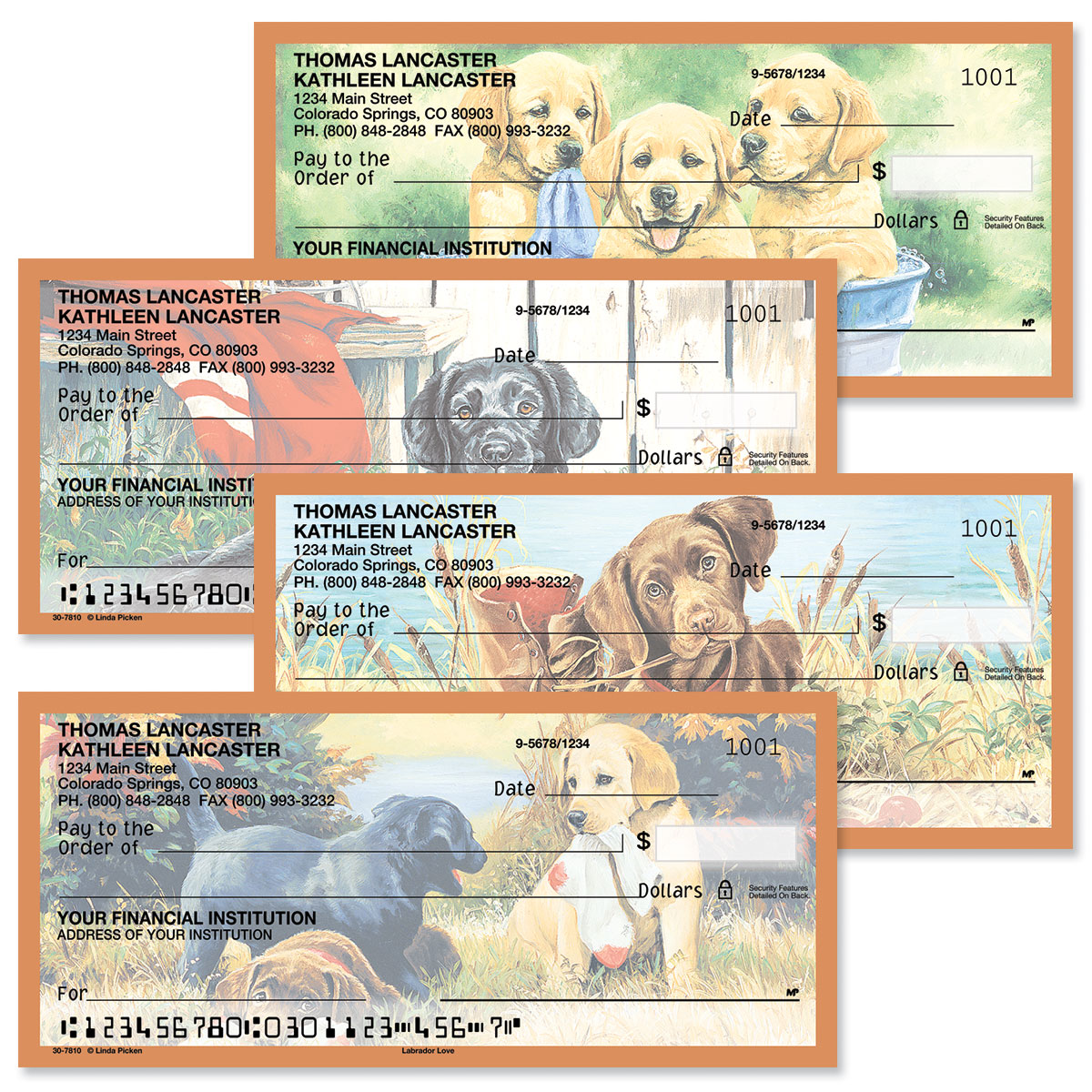 Labrador Love Personal Checks | Colorful Images