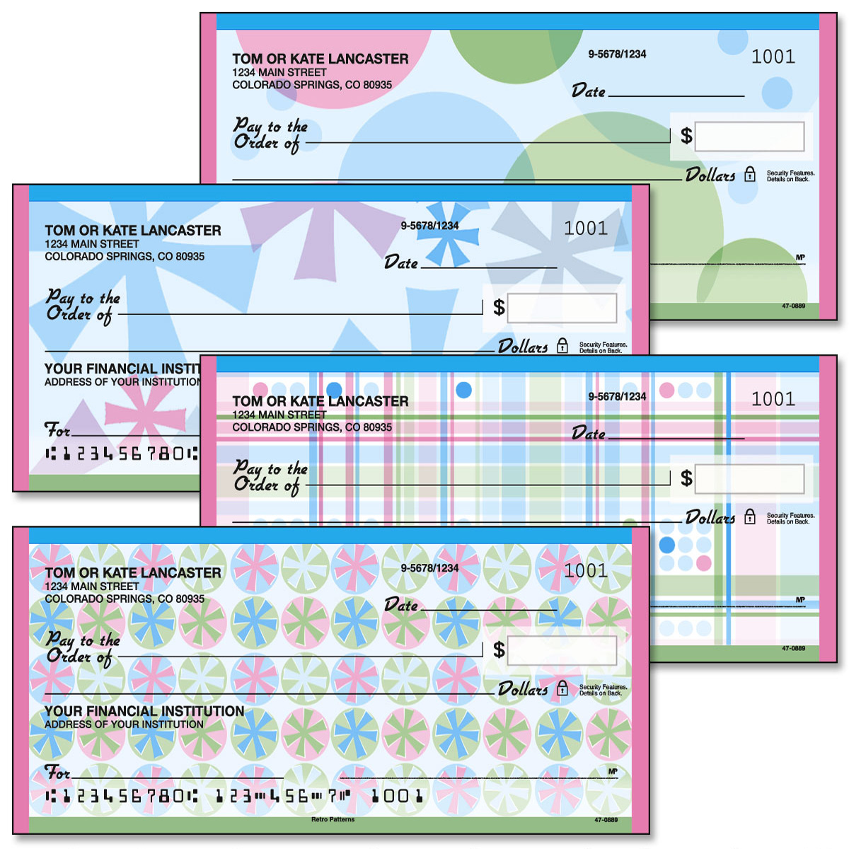 Retro Patterns Personal Checks | Colorful Images