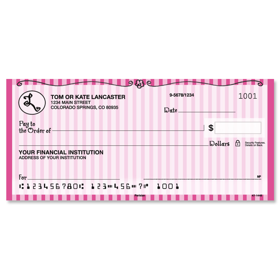 Parisian Initial Personal Checks | Colorful Images