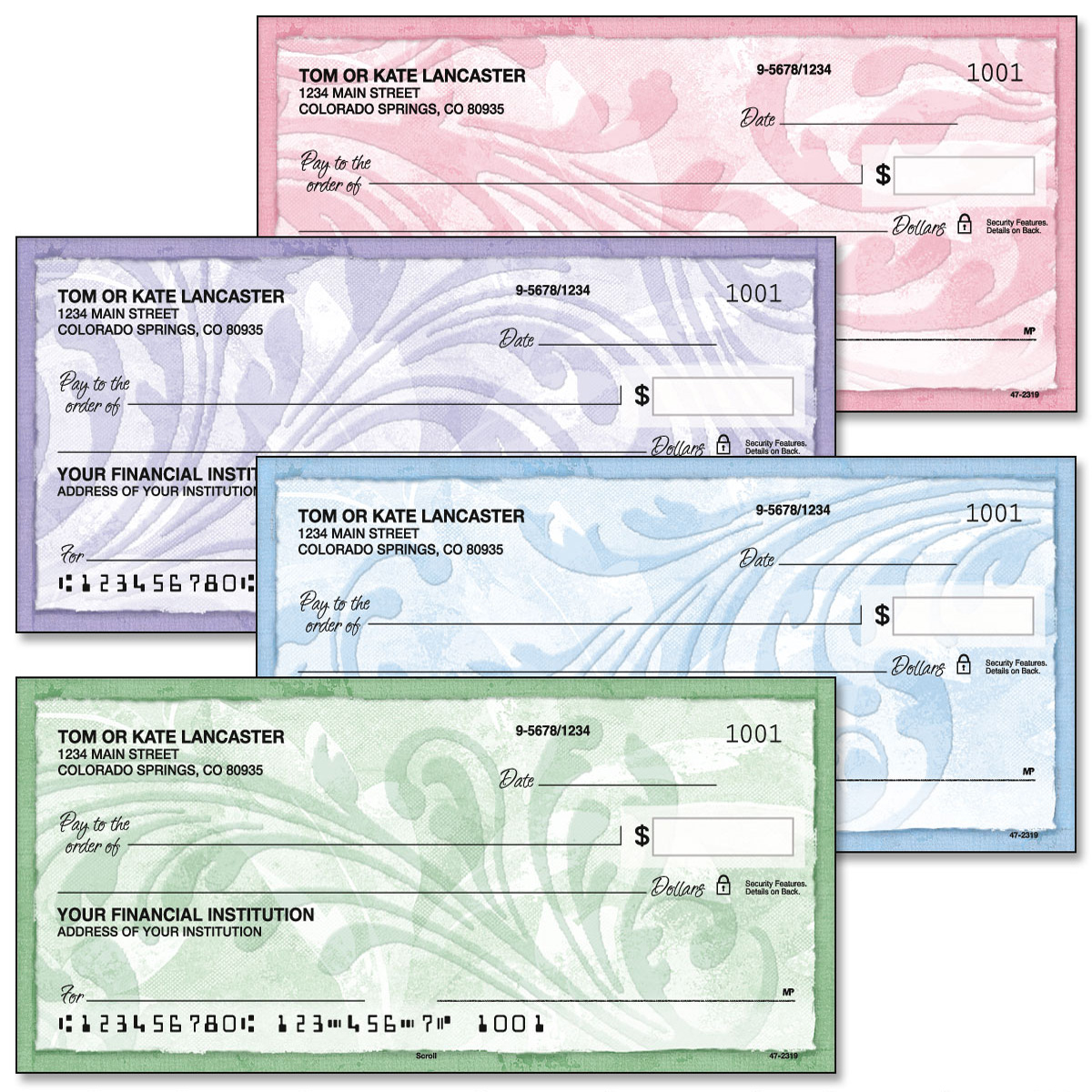 Scroll Personal Checks | Colorful Images