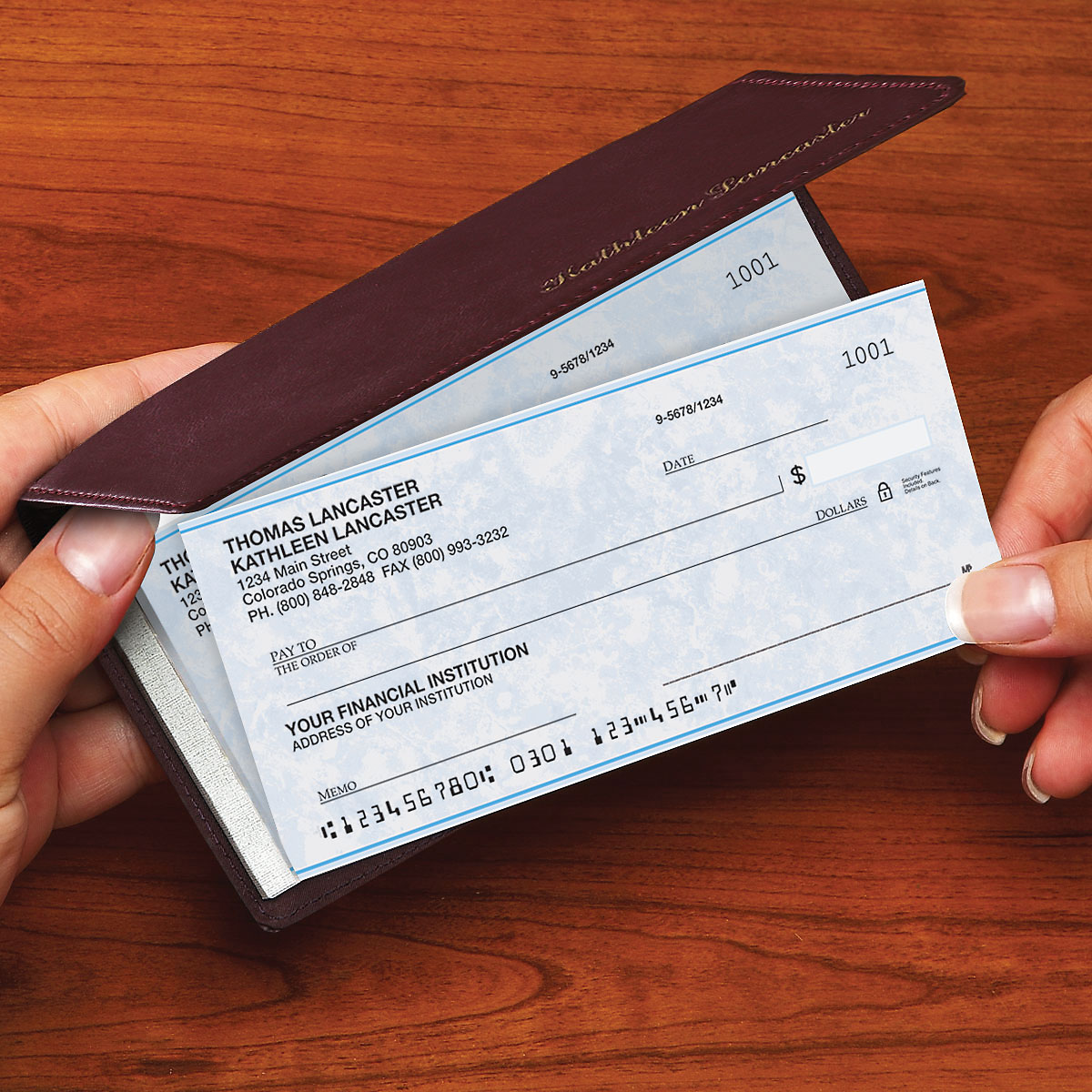 Security Blue Side-Tear Personal Checks | Colorful Images