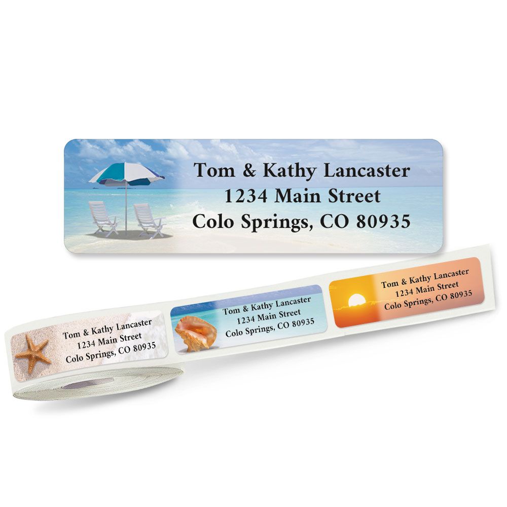 Calm Seas Rolled Address Labels | Colorful Images