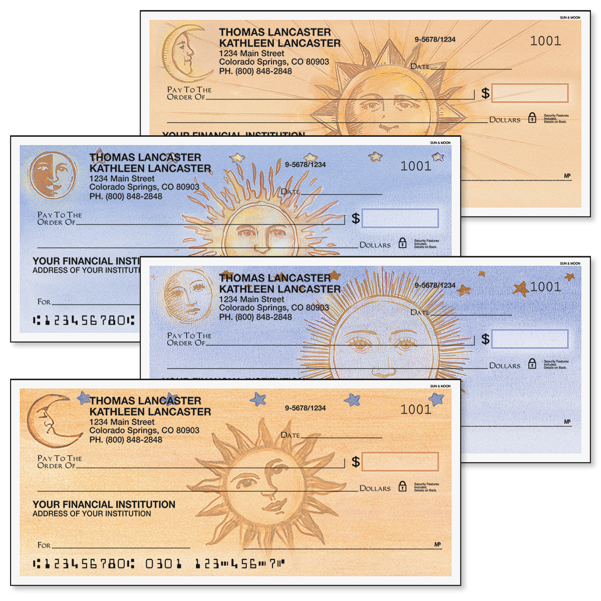 Sun and Moon Personal Checks | Colorful Images