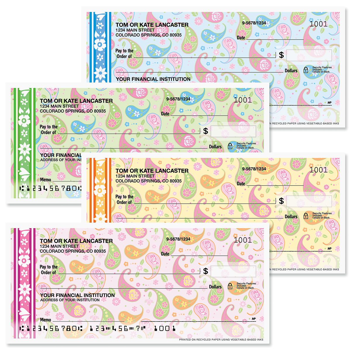 Pretty Posies Personal Checks | Colorful Images