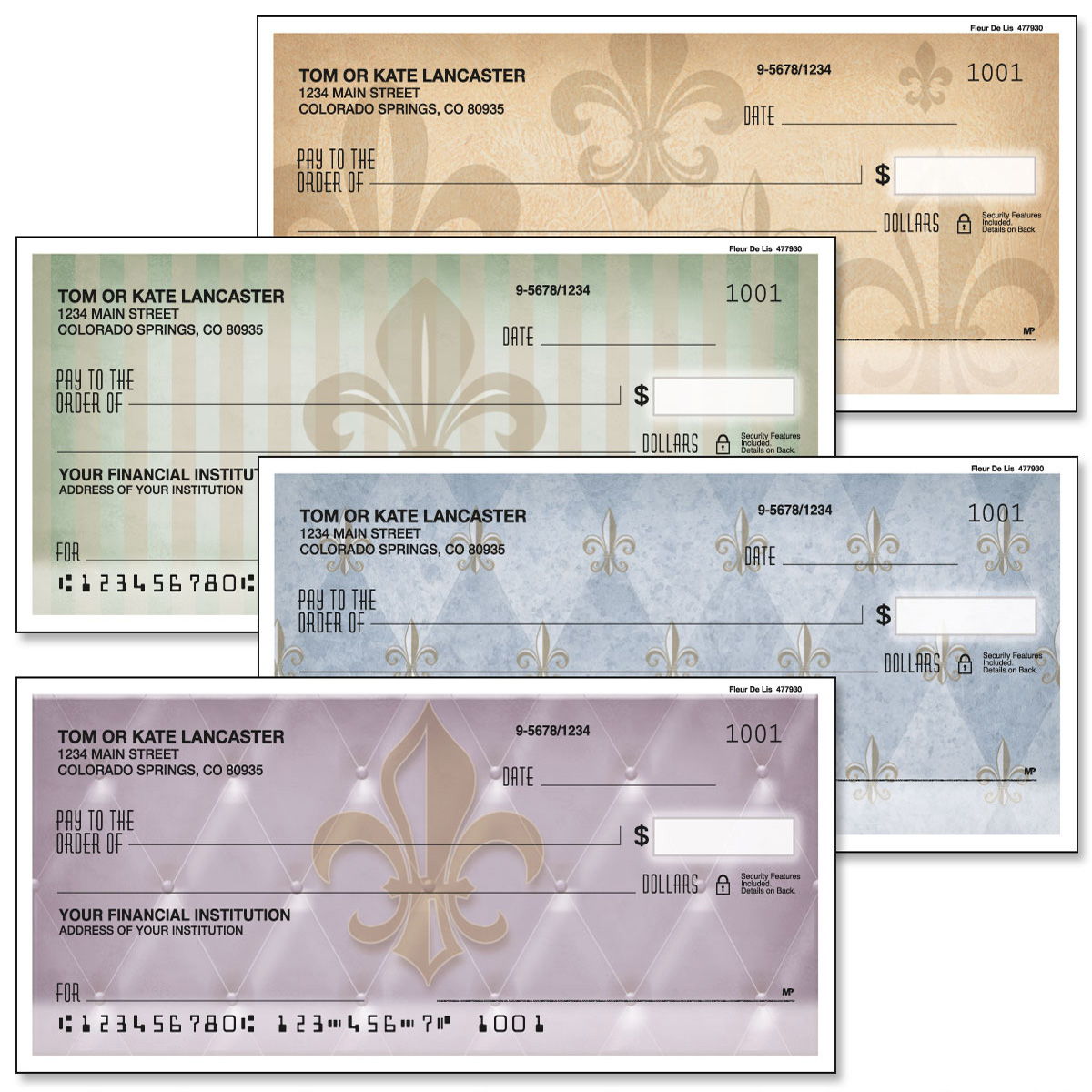 Bronze Fleur De Lis Personal Checks | Colorful Images