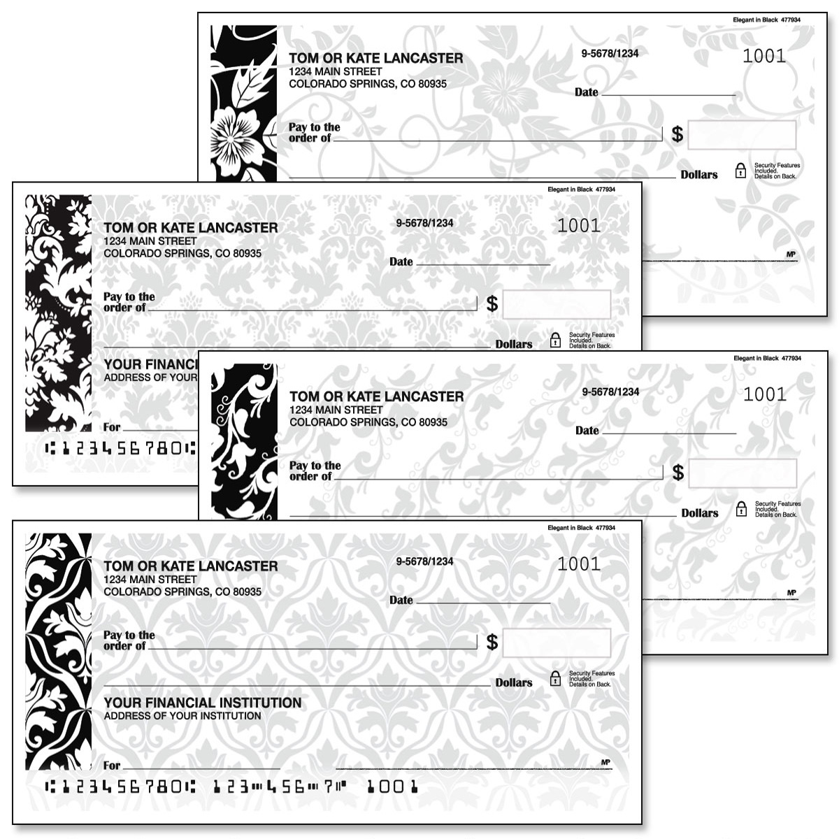 Elegant in Black Personal Checks | Colorful Images