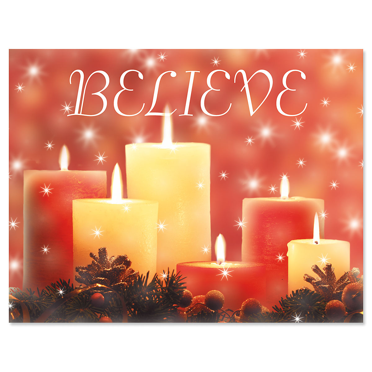 Candlelight Glimmer Note Card Size Christmas Cards | Colorful Images