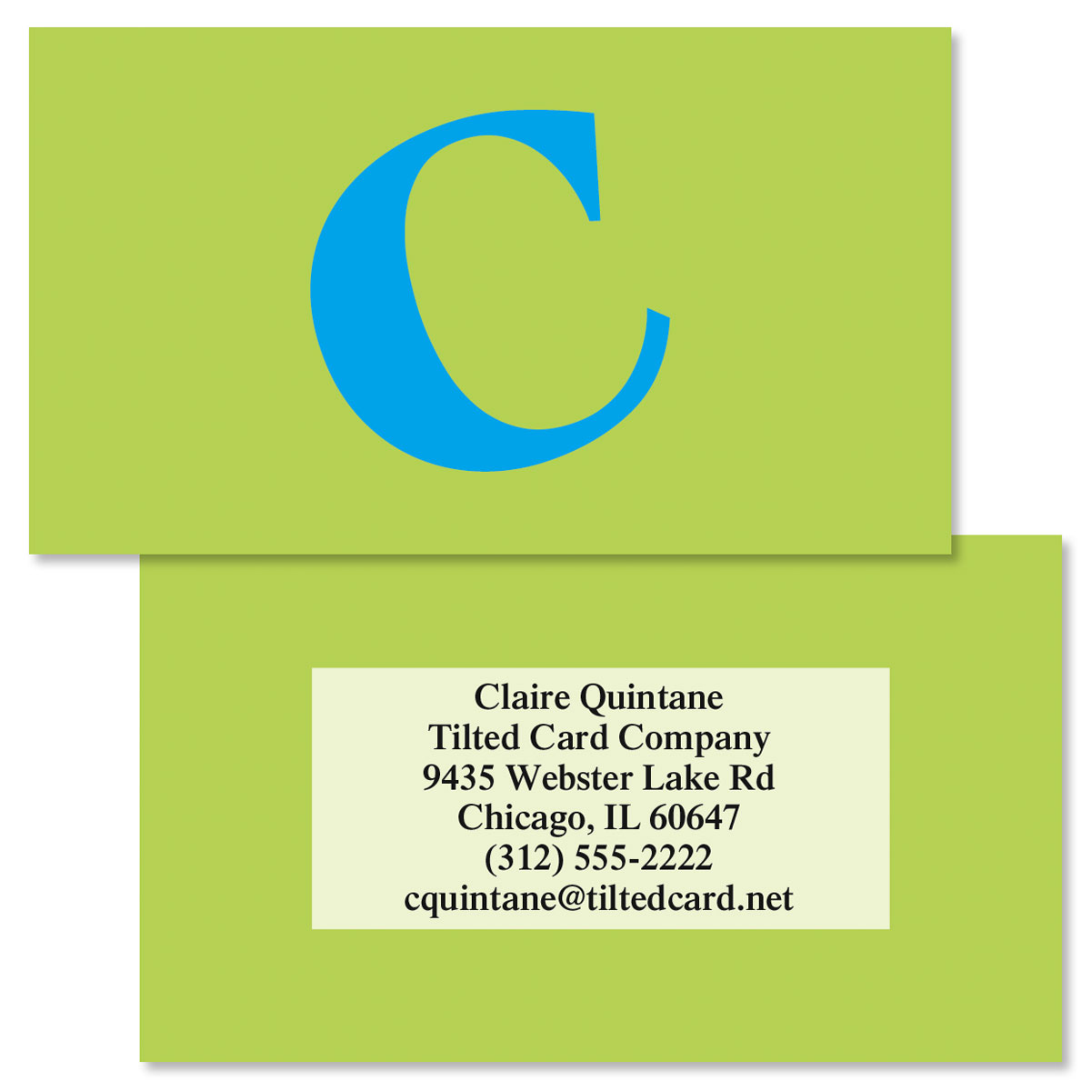 Tilt Double-Sided Business Cards-Green-478438C | Colorful Images