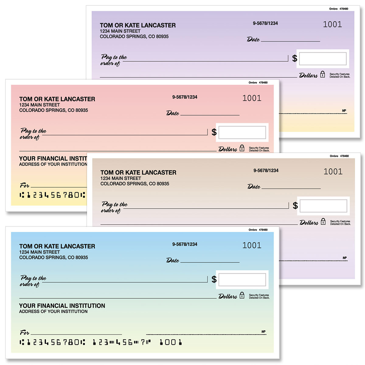Ombre Personal Checks | Colorful Images