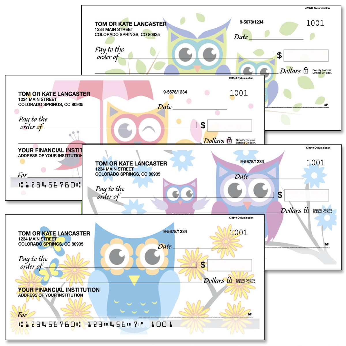 Owluminations Personal Checks | Colorful Images