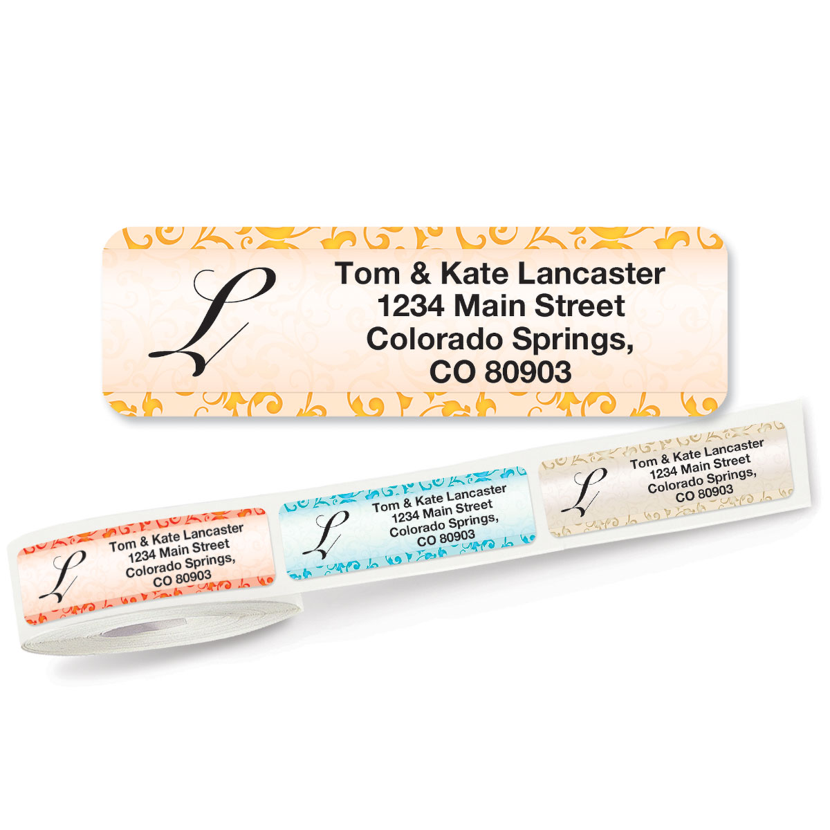 Stately Elegance Rolled Address Labels | Colorful Images