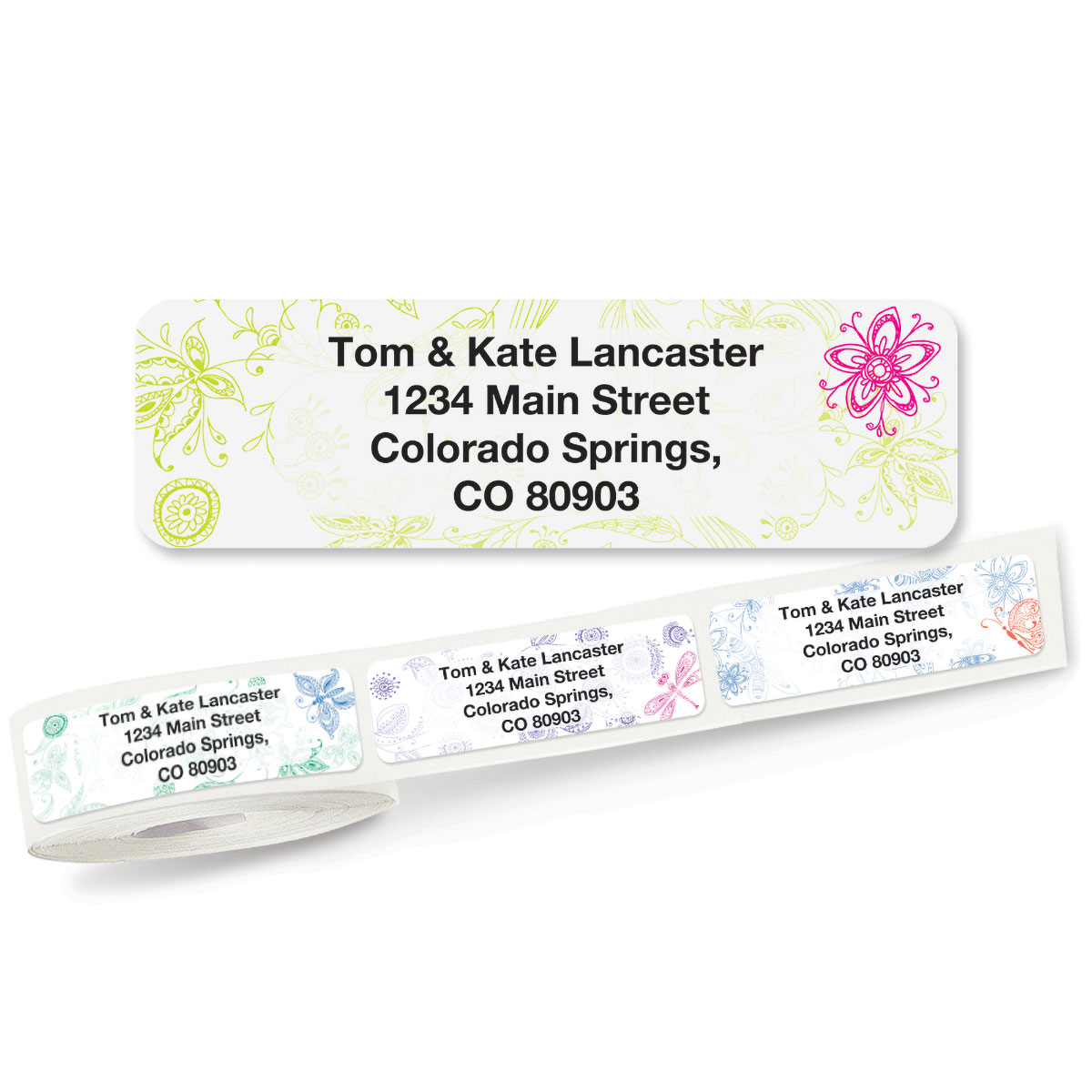 Flower Garden Rolled Address Labels | Colorful Images