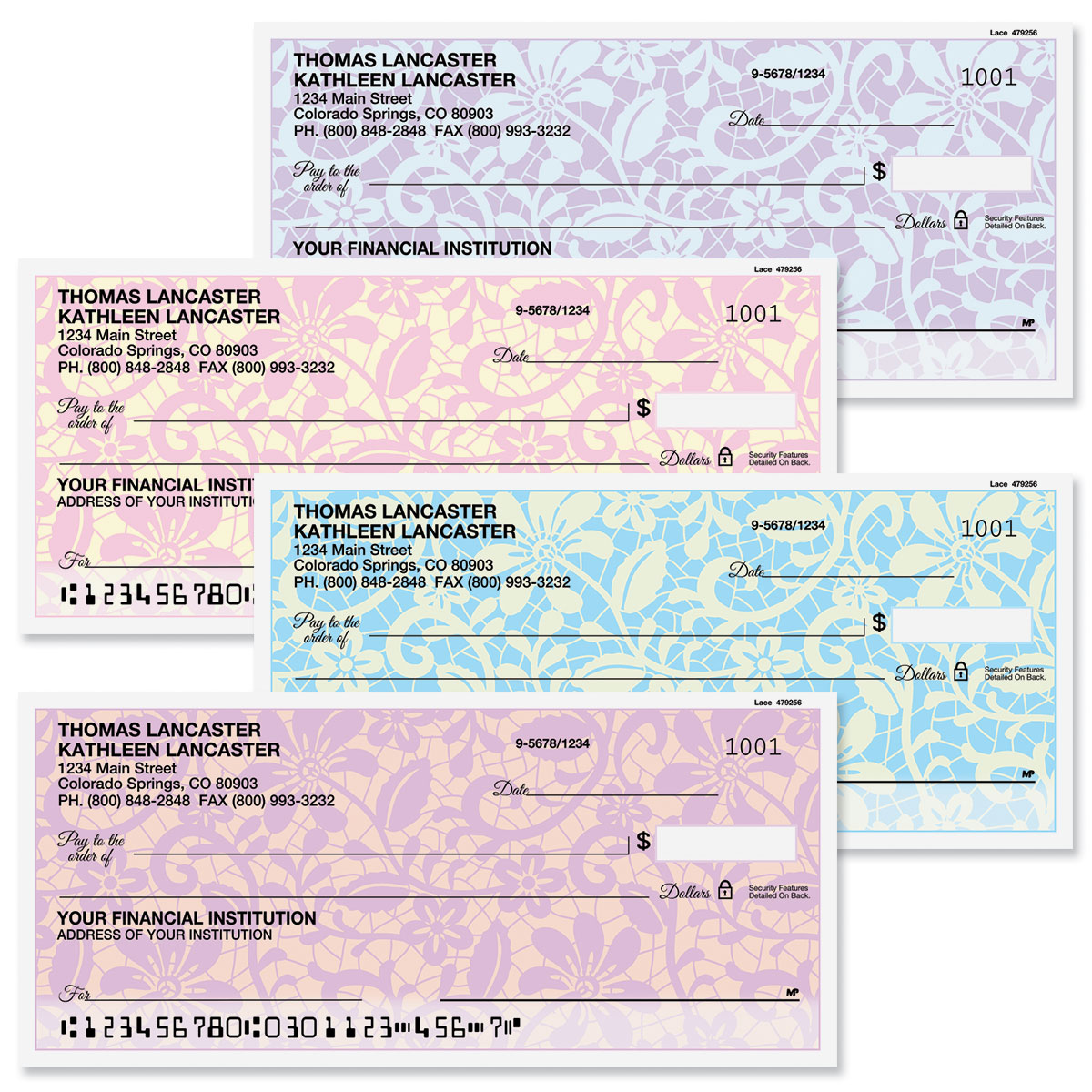 Lace Personal Checks | Colorful Images
