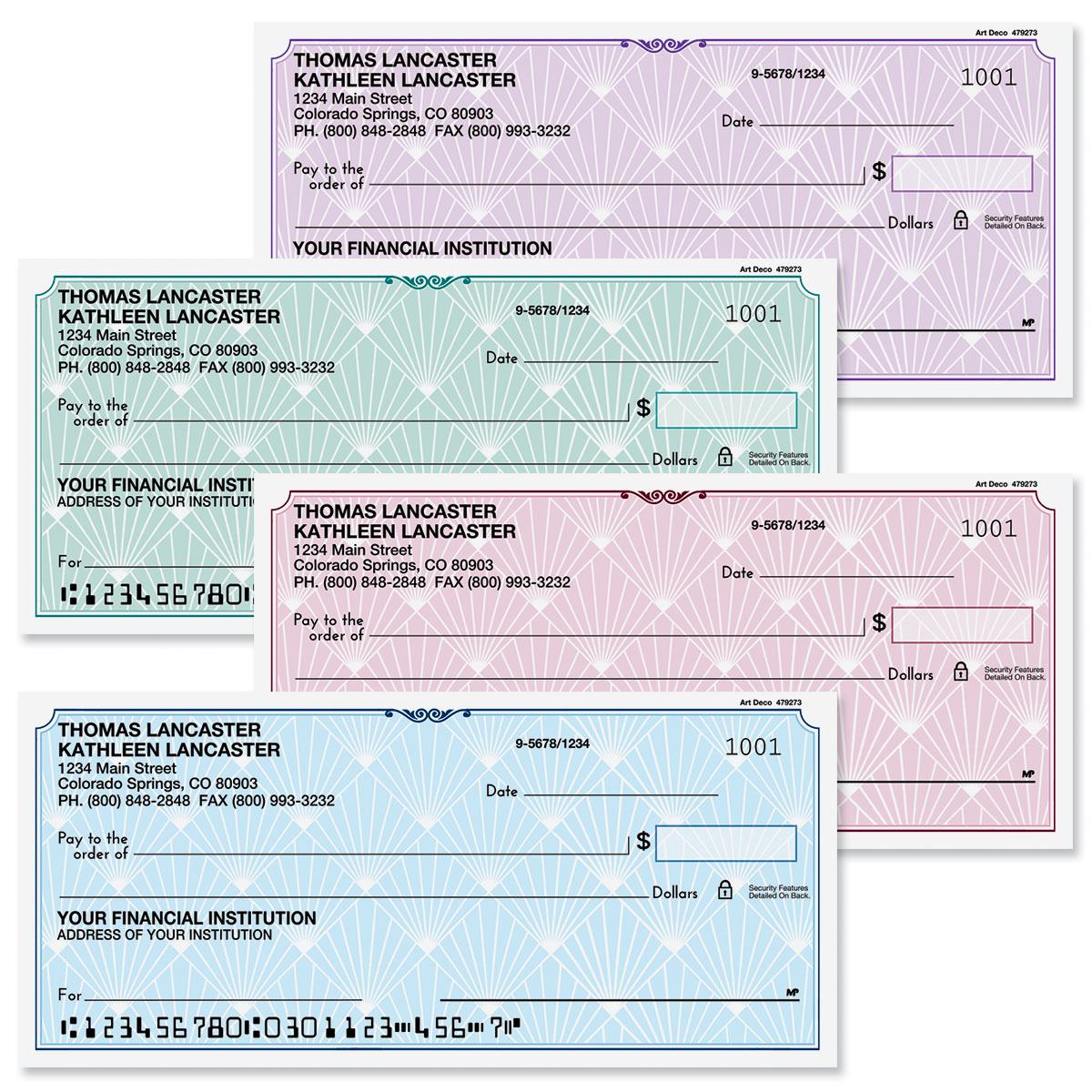 Art Deco Personal Checks | Colorful Images