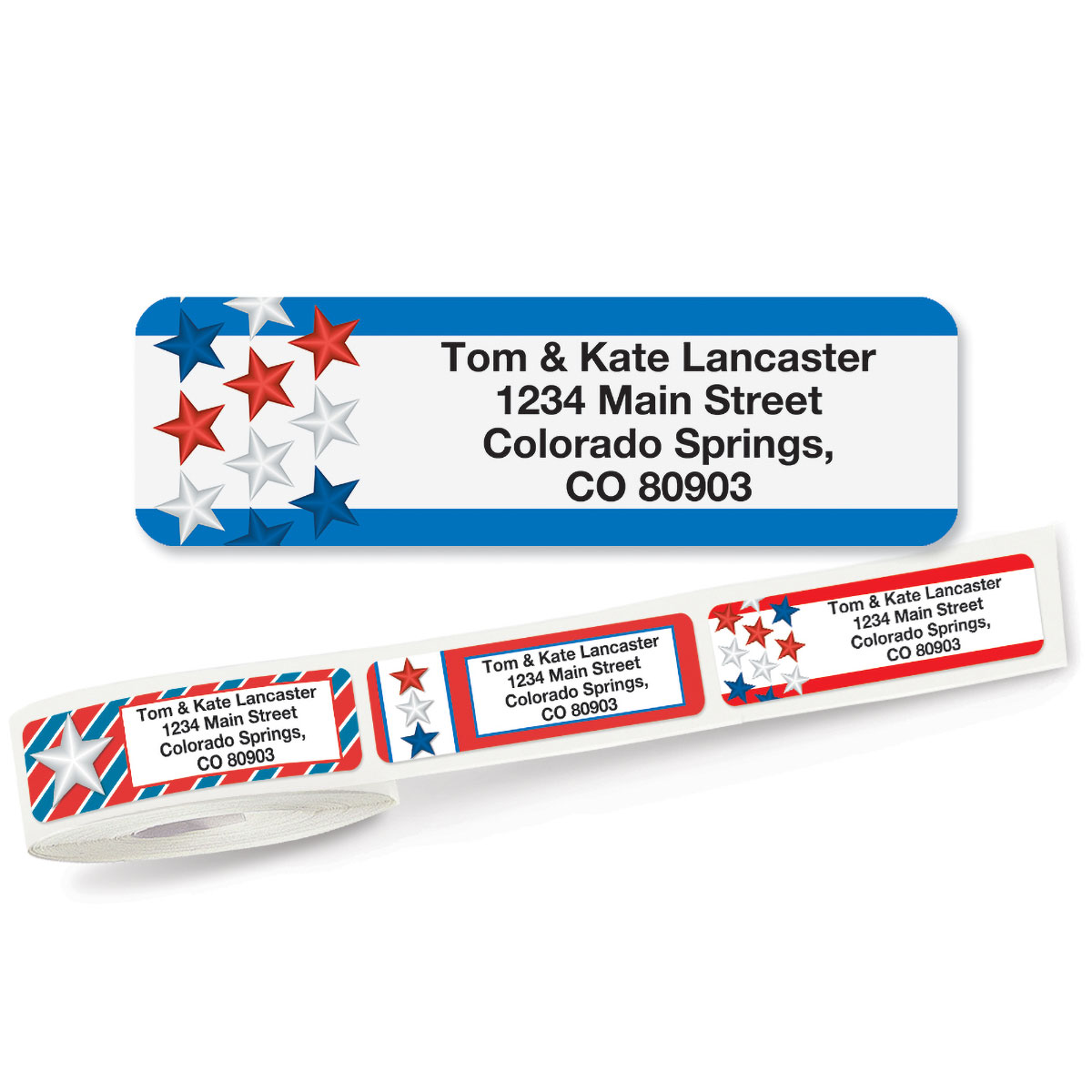 Star Spangled Rolled Address Labels | Colorful Images