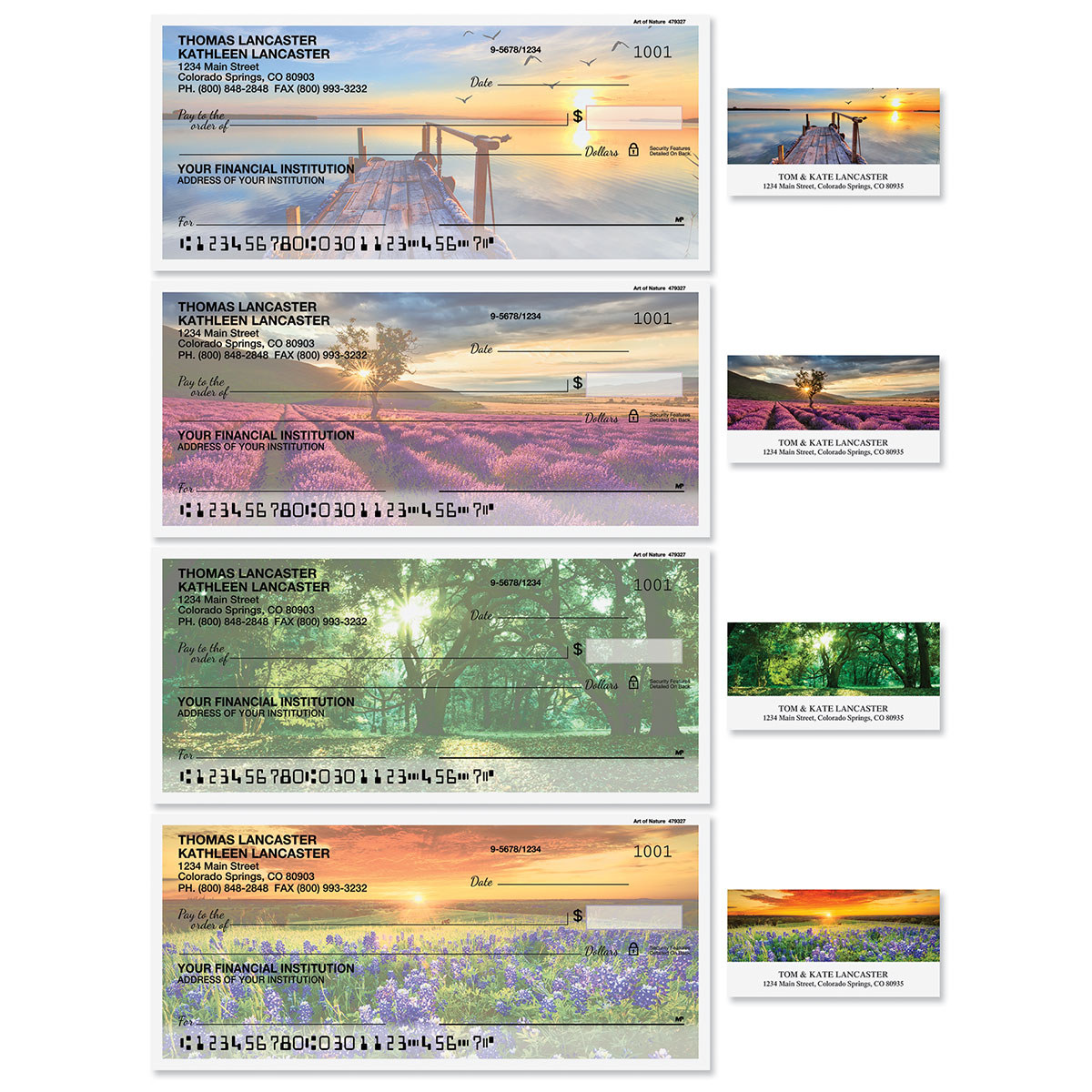 Art of Nature Single Checks with Matching Address Labels | Colorful Images