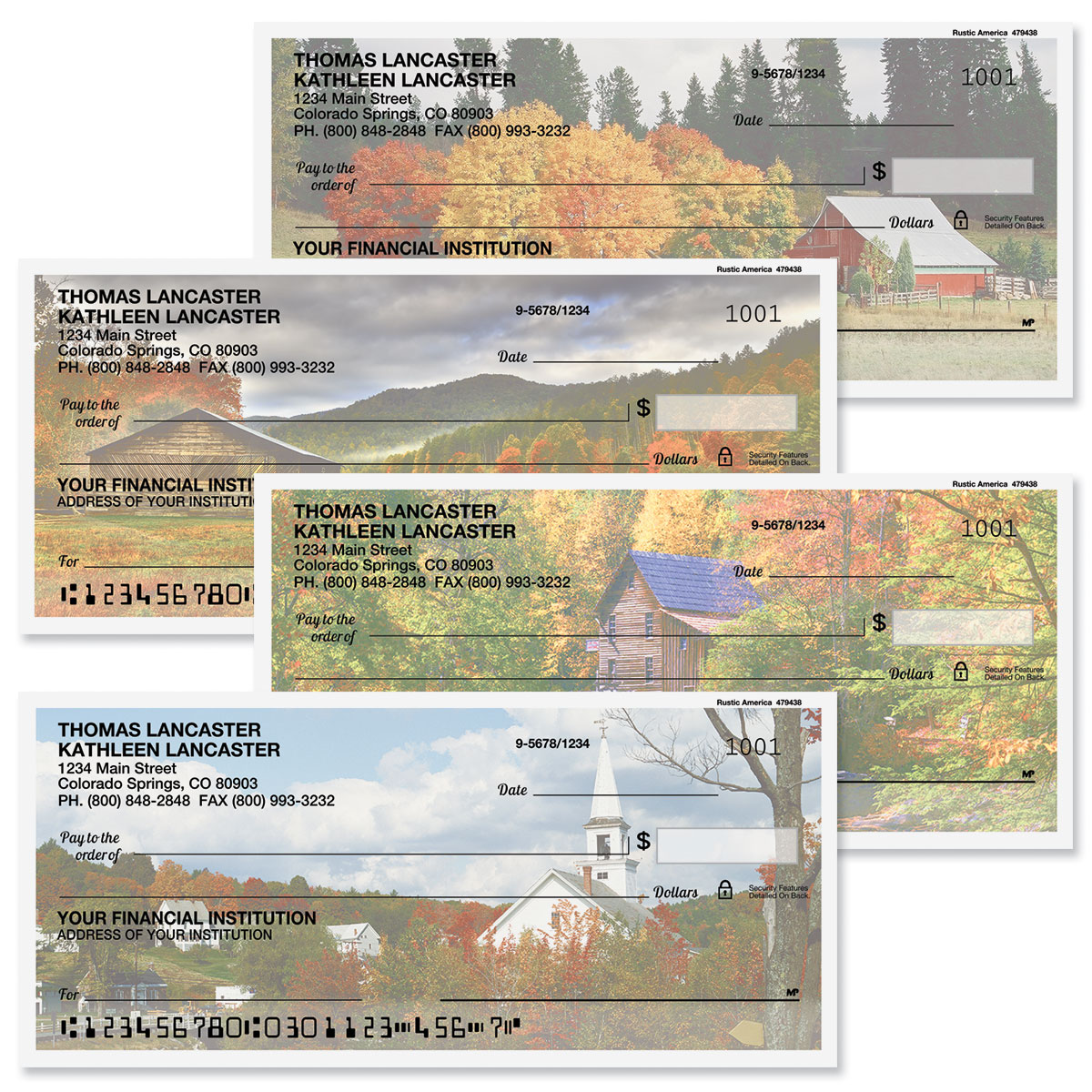 Rustic America Personal Checks | Colorful Images