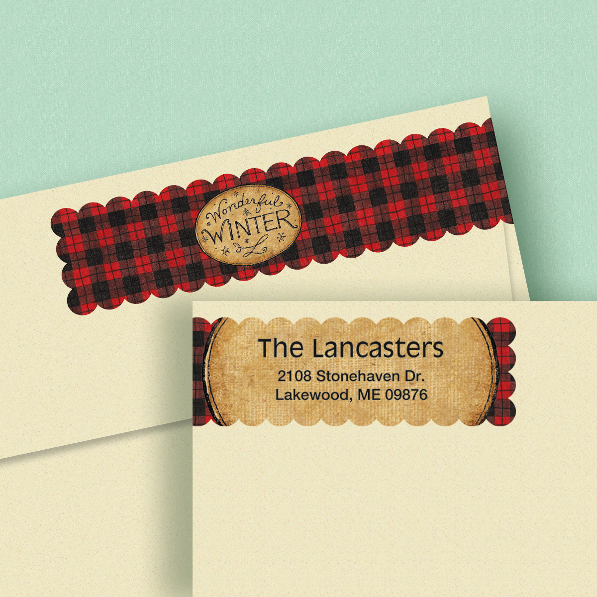 Winter Red Connect Wrap Diecut Address Labels (4 Designs) | Colorful Images