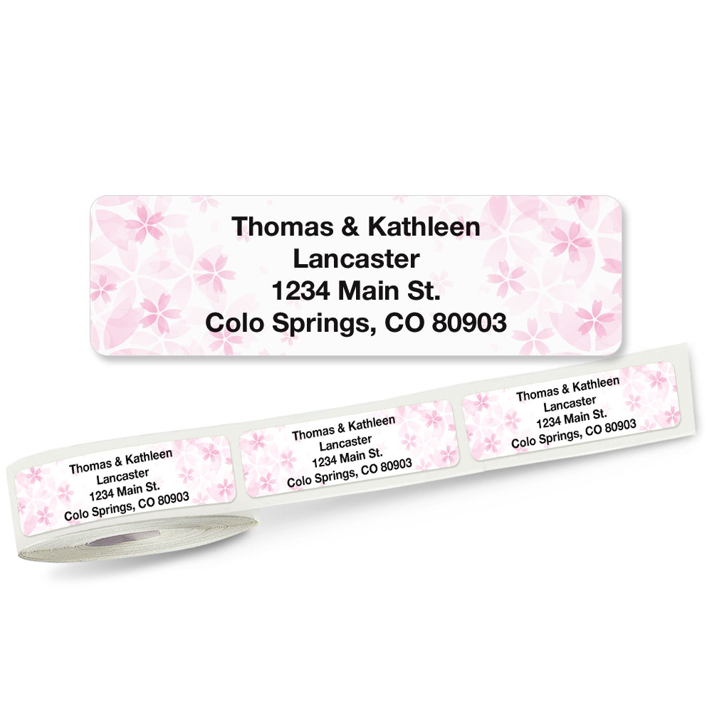 Pretty Pink Floral Rolled Address Labels - Roll of 250 | Colorful Images