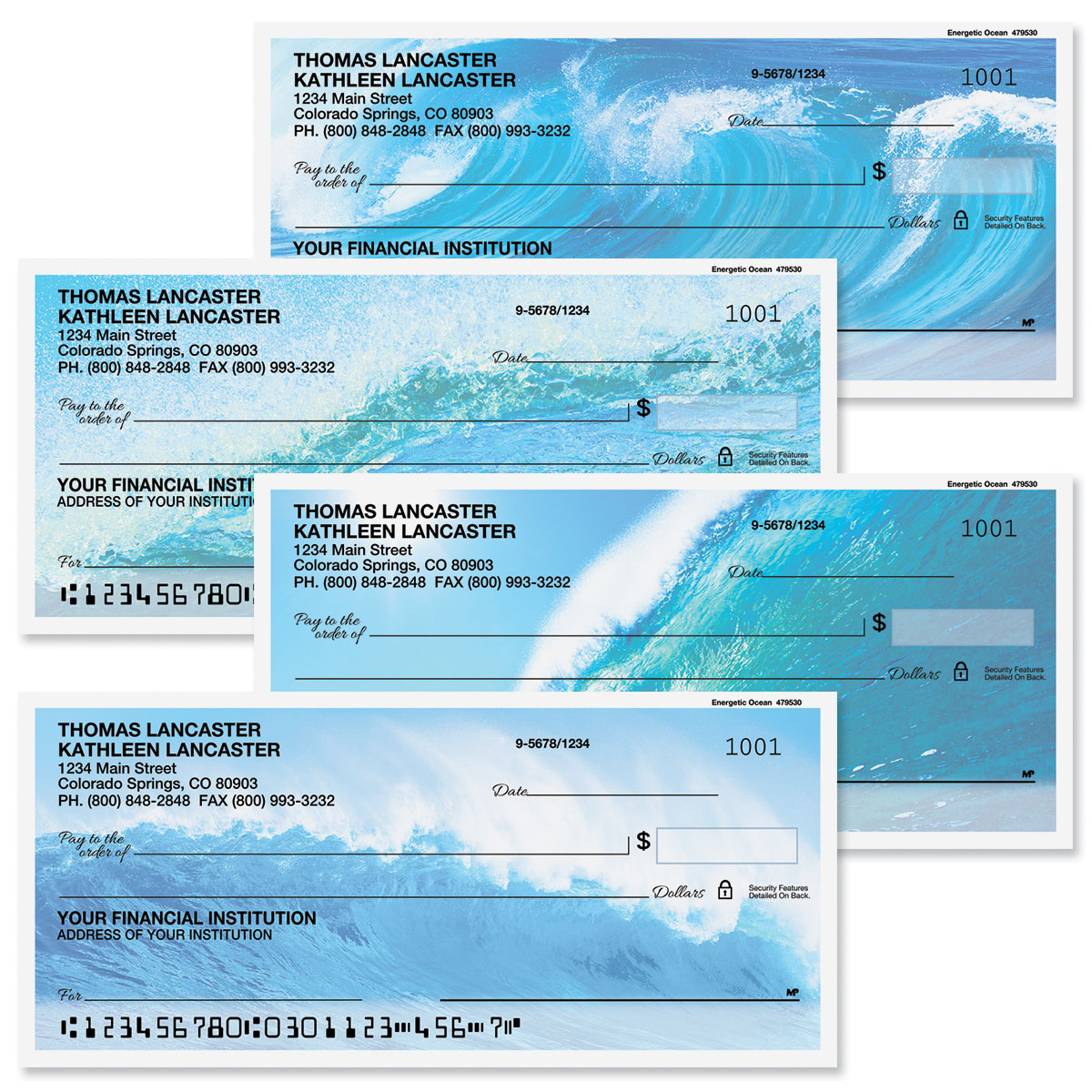 Energetic Ocean Personal Checks | Colorful Images