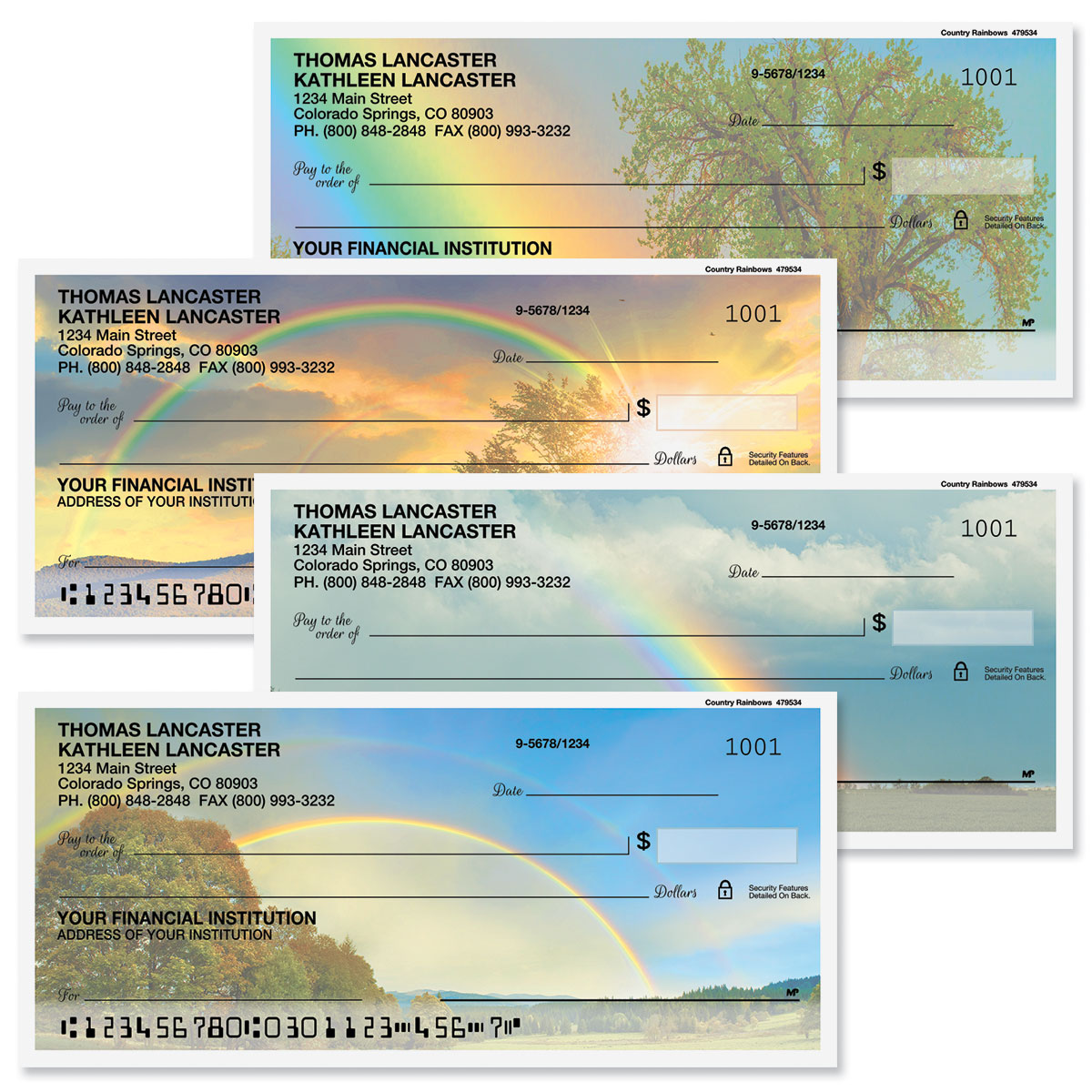Country Rainbows Personal Checks | Colorful Images