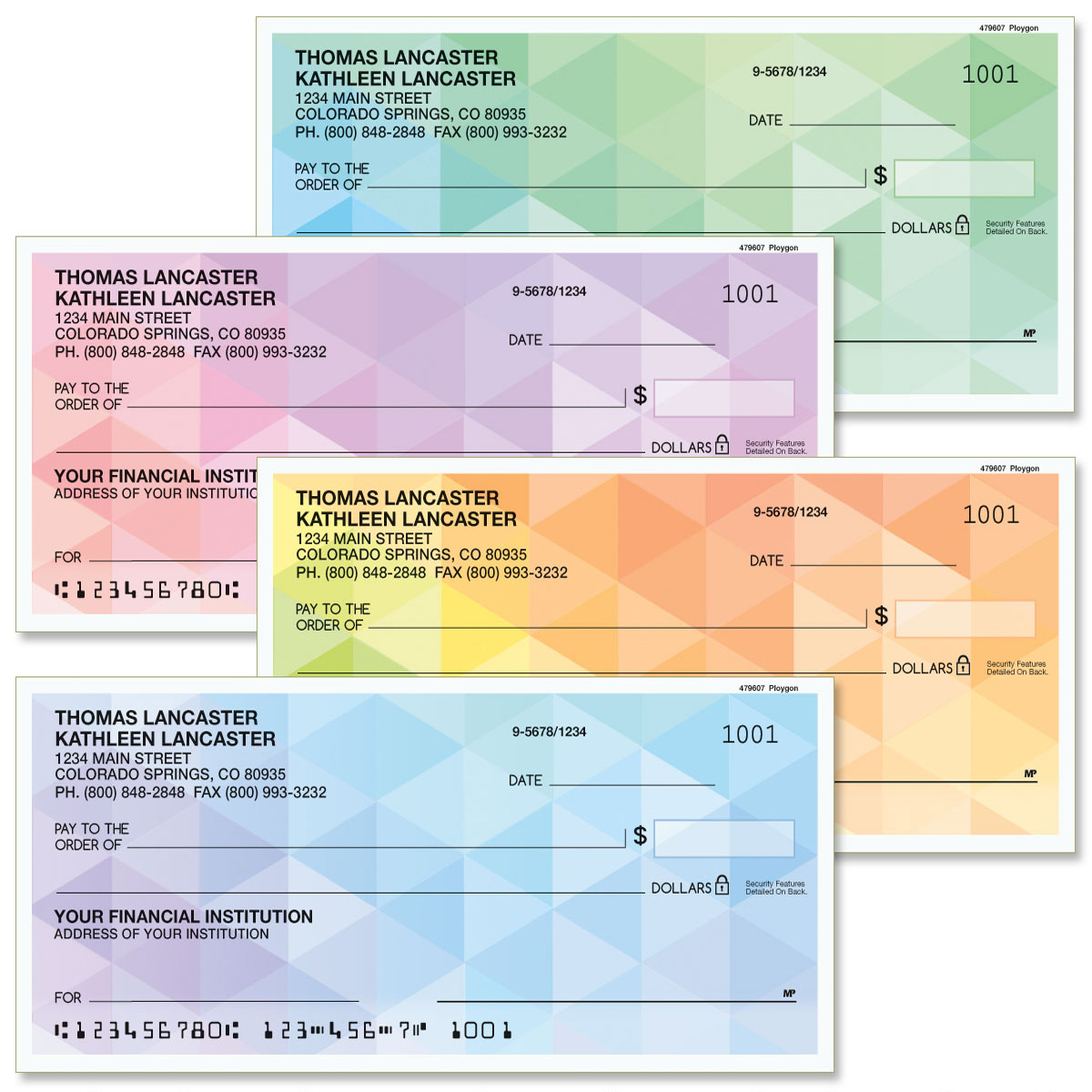 Polygon Personal Checks | Colorful Images