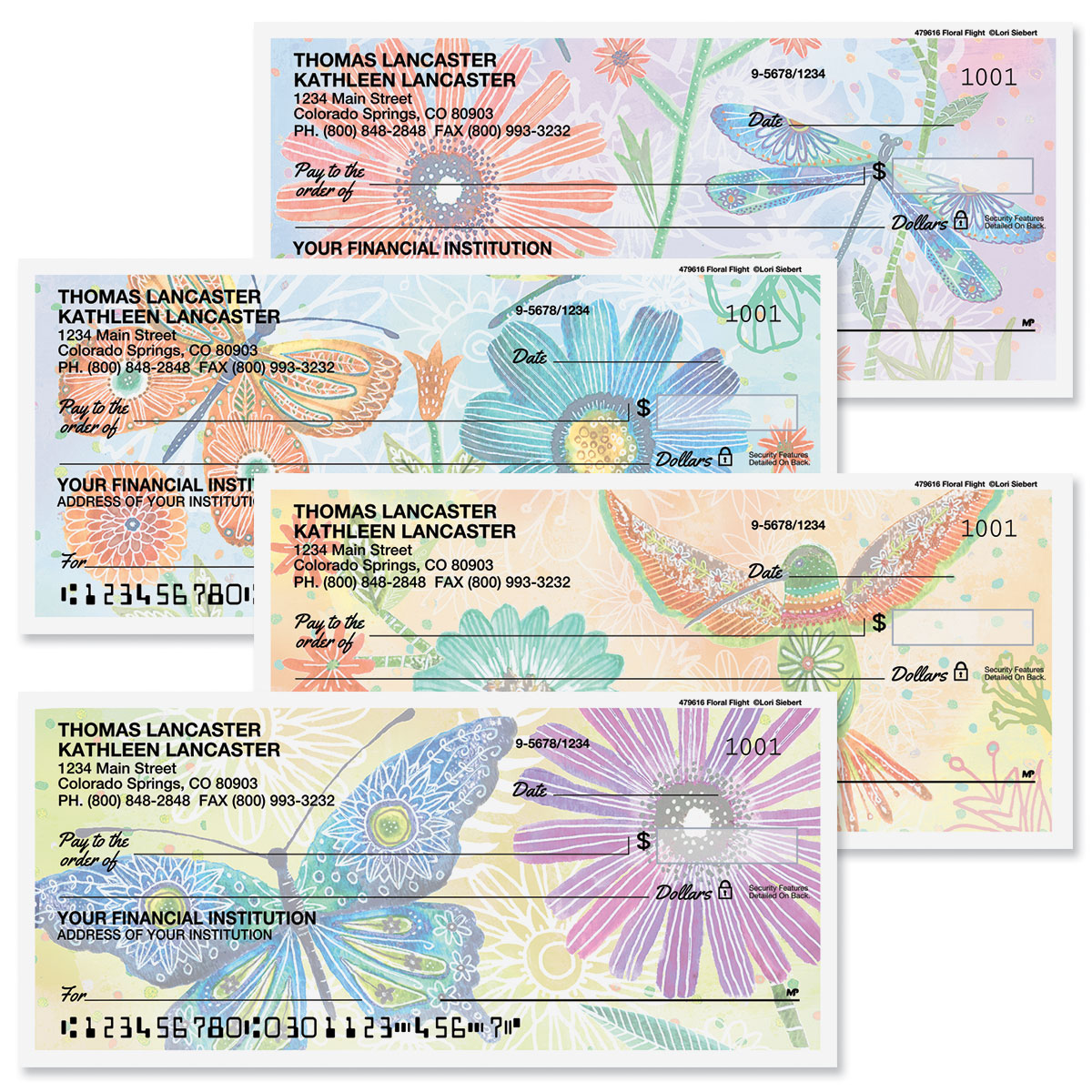 Floral Flight Personal Checks | Colorful Images