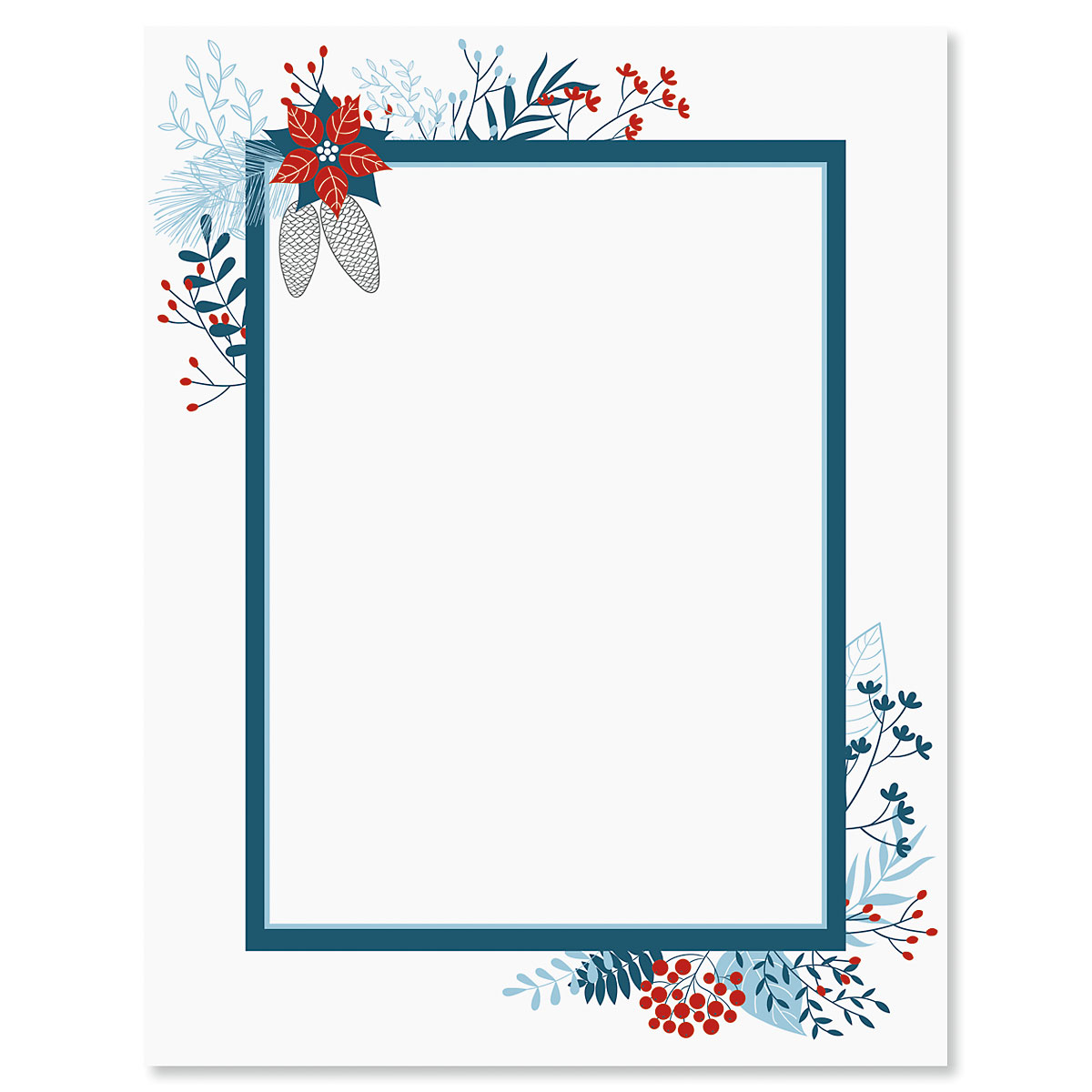 Blue Holiday Flourish Christmas Letter Papers | Colorful Images