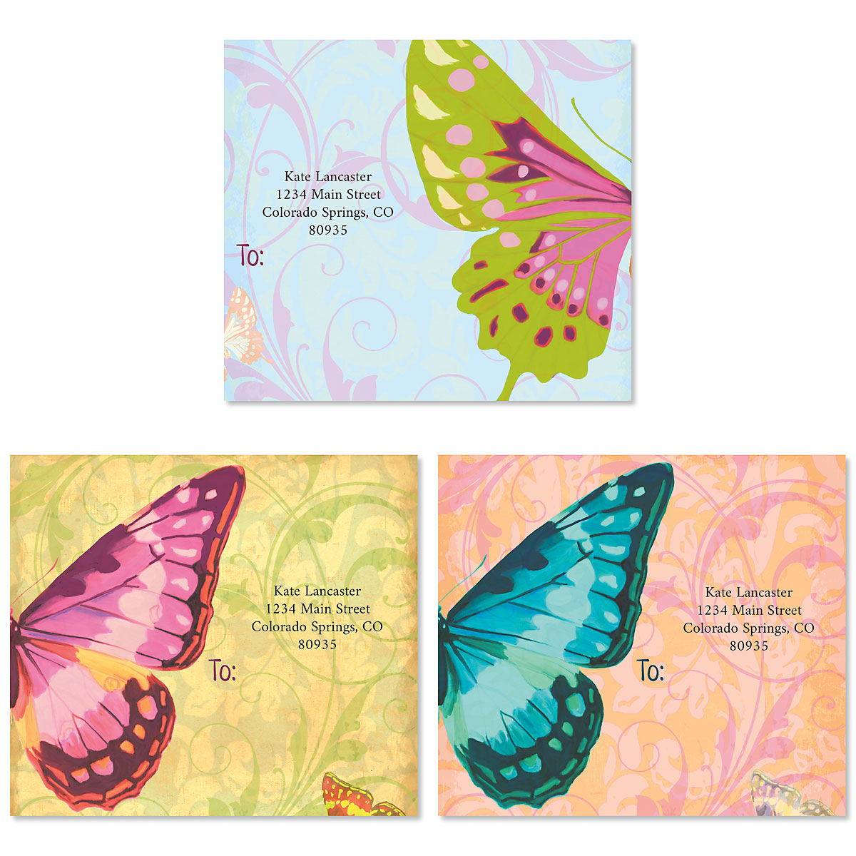 Fly By Butterfly Package Labels | Colorful Images